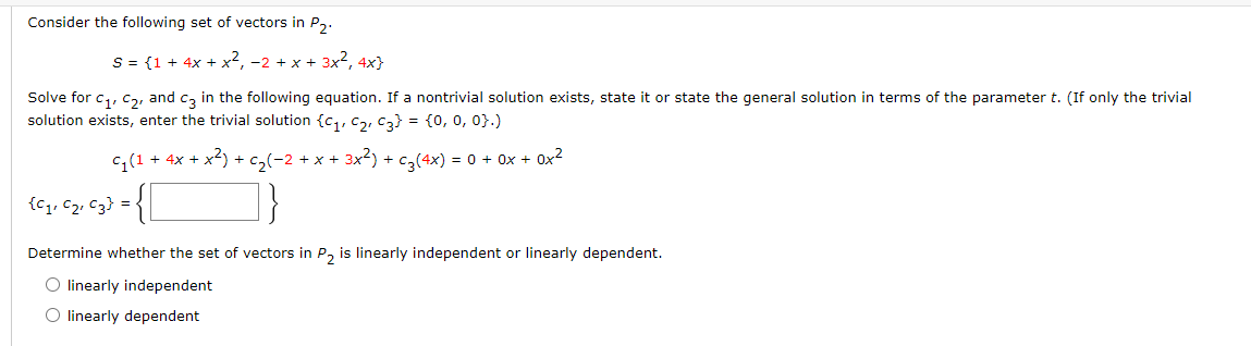 Solved Consider the following set of vectors in P2. | Chegg.com