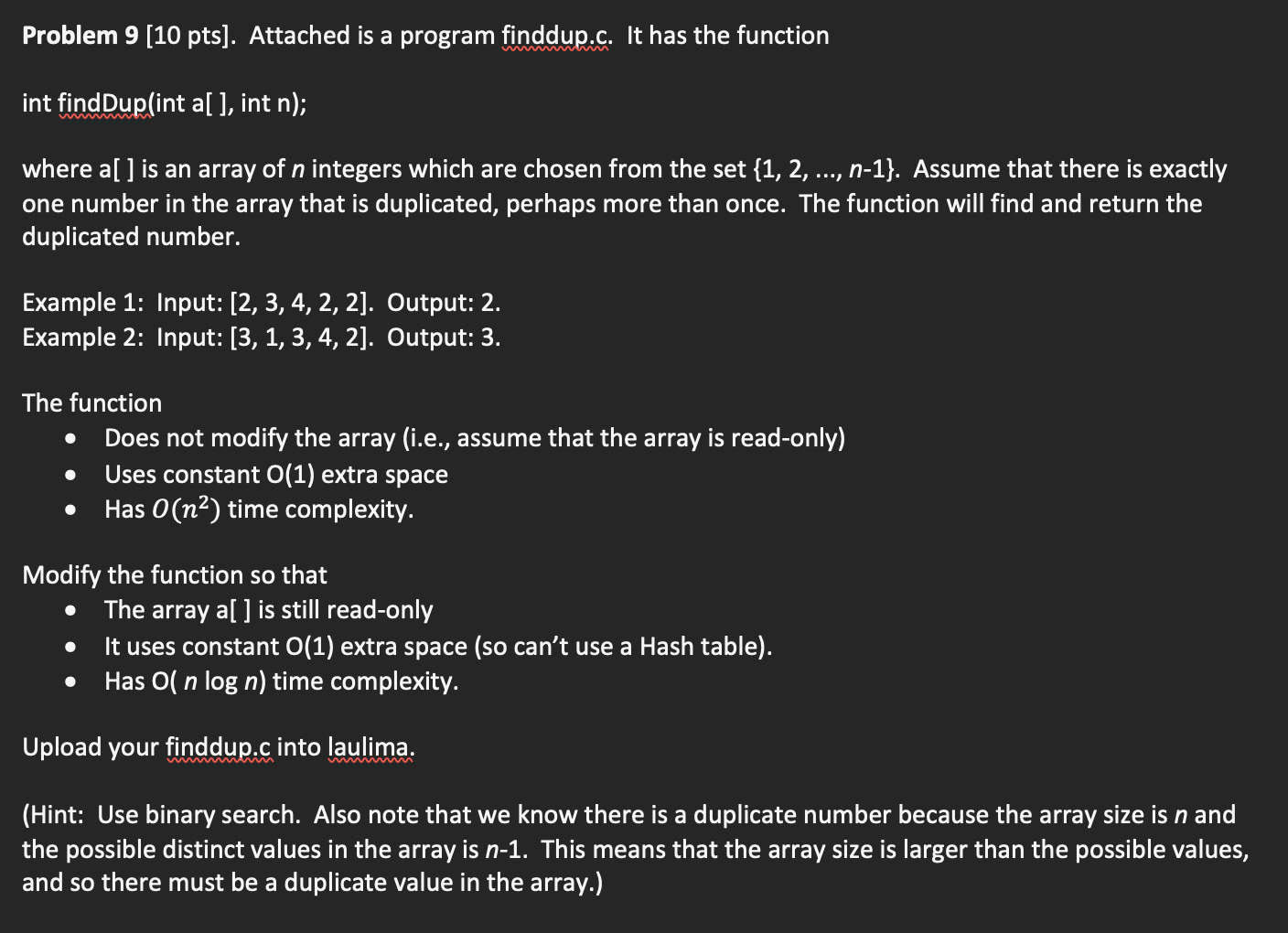 Solved finddup.c ``` /* * Note that finddup.c has input | Chegg.com