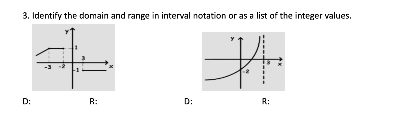 Solved 3. Identify the domain and range in interval notation | Chegg.com