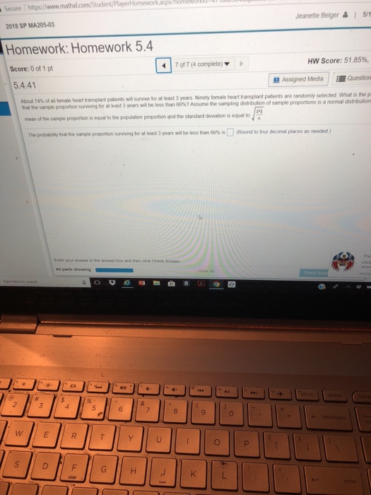 Solved Secure https//www 2018 SP MA205-03 Homework: Homework | Chegg.com