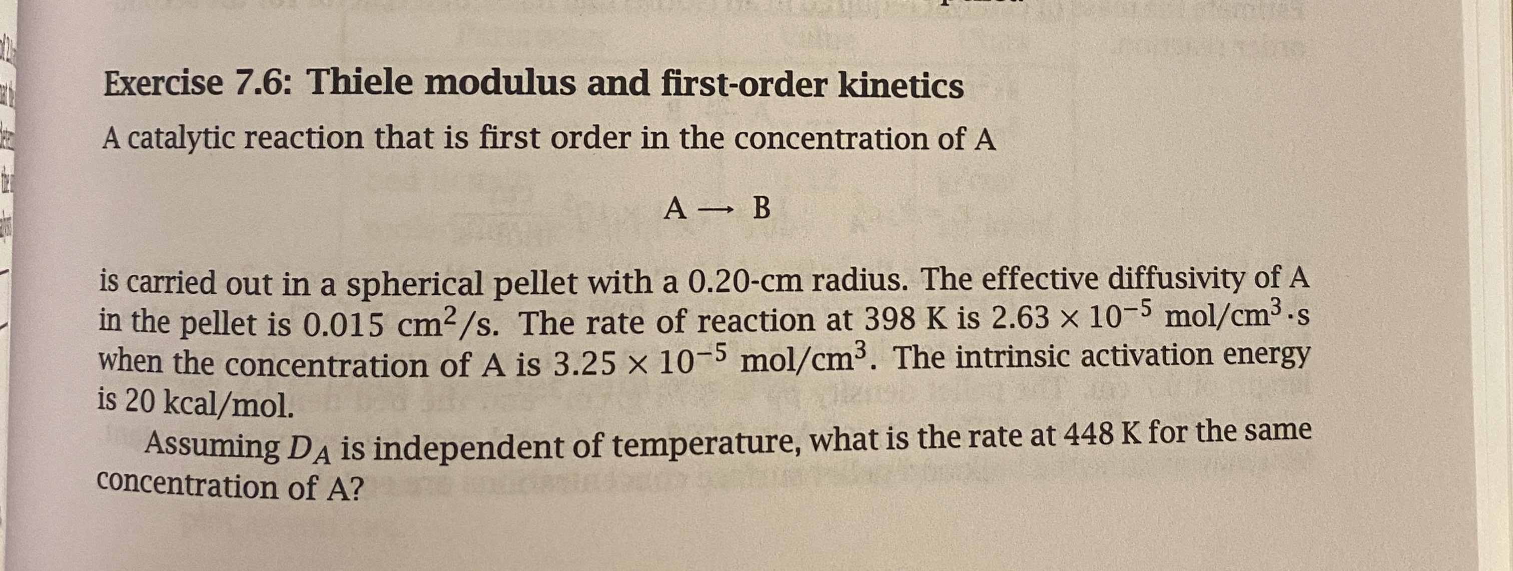 Solved Exercise 7.6: Thiele modulus and first-order | Chegg.com