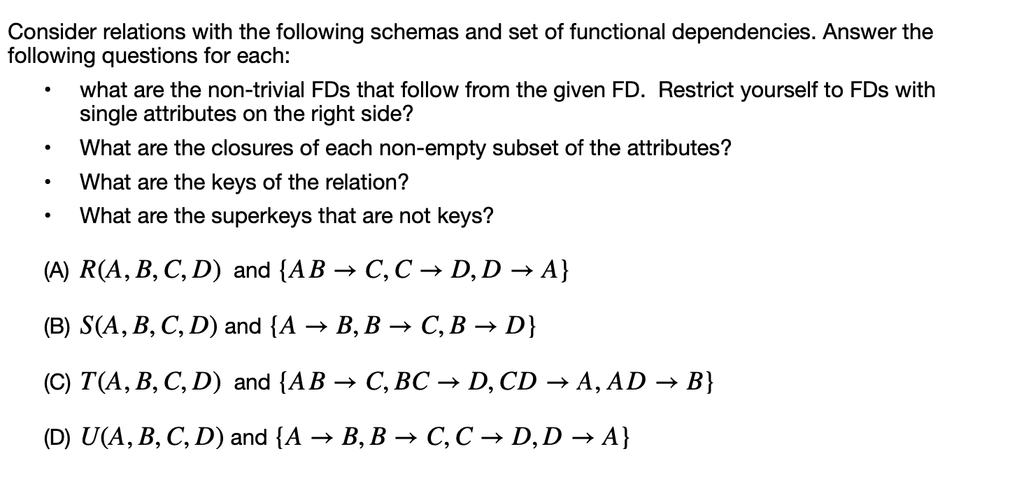 Solved Consider relations with the following schemas and set | Chegg.com Solved Consider relations with the following schemas and set | Chegg.com