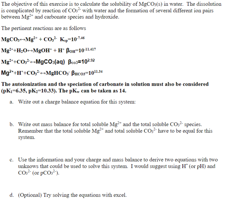Solved The objective of this exercise is to calculate the | Chegg.com
