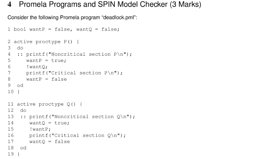 Solved 4 Promela Programs and SPIN Model Checker (3 Marks) | Chegg.com
