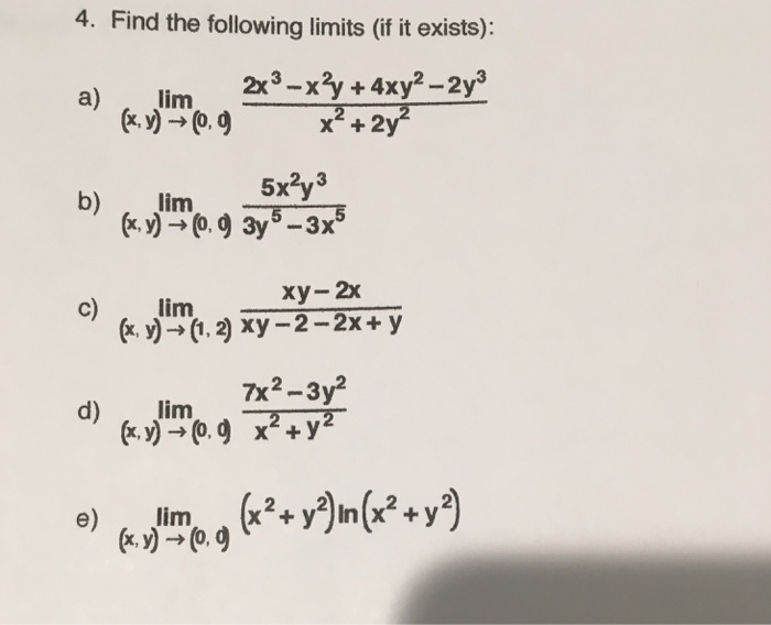 Solved 4. Find the following limits (if it exists): c) , lim | Chegg.com
