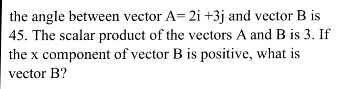 Solved the angle between vector A- 2i +3j and vector B is | Chegg.com