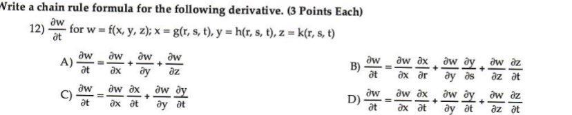 Solved Irite a chain rule formula for the following | Chegg.com