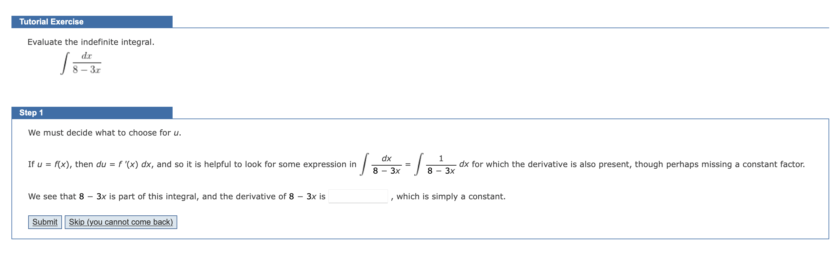 Solved Tutorial ExerciseEvaluate the indefinite | Chegg.com