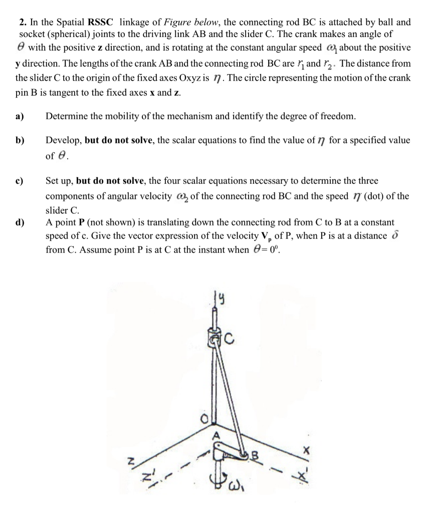 2. In the Spatial RSSC linkage of Figure below, the | Chegg.com