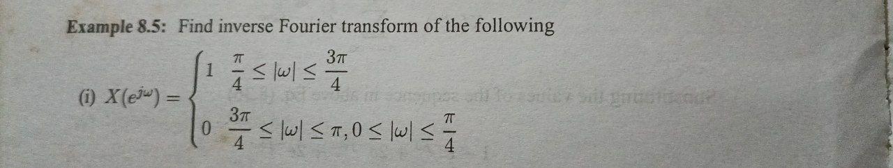 Solved Example 8.5: Find inverse Fourier transform of the | Chegg.com