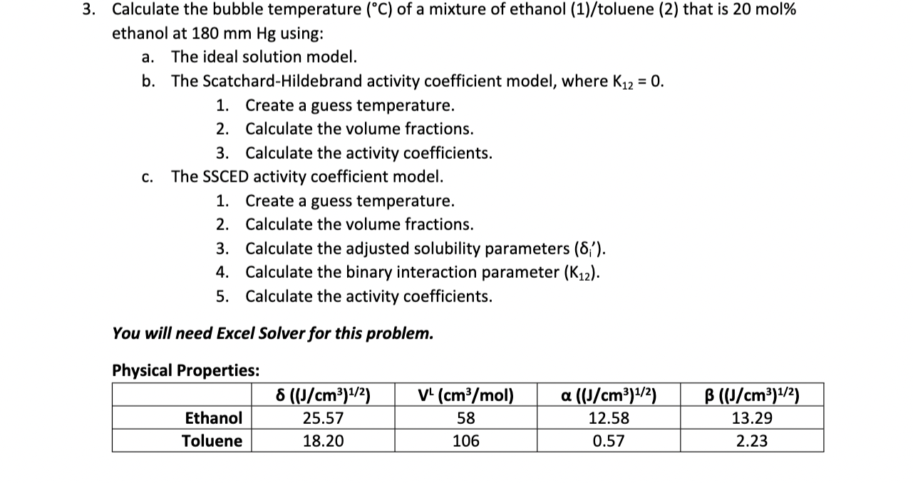 Solved 3. ﻿Calculate the bubble temperature | Chegg.com
