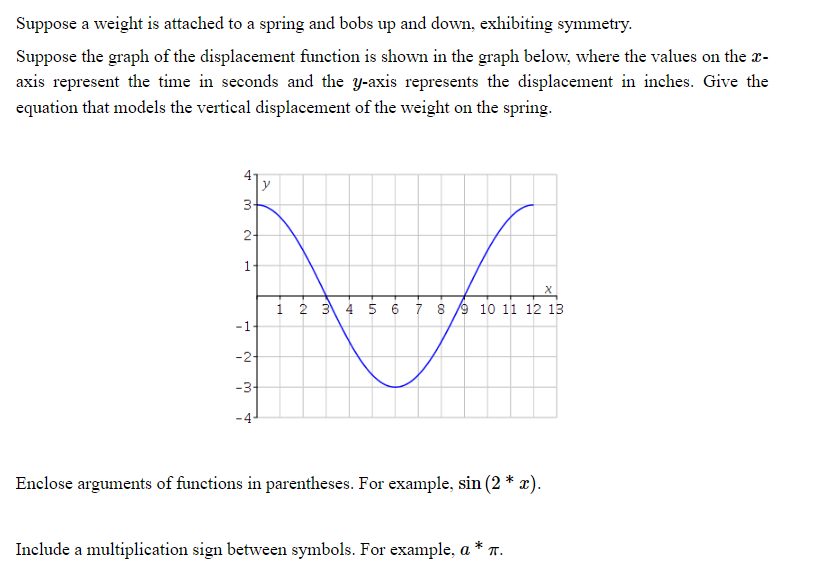 Solved Suppose a weight is attached to a spring and bobs up | Chegg.com