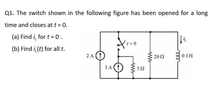 Solved Q1. ﻿The switch shown in ﻿the following figure has | Chegg.com