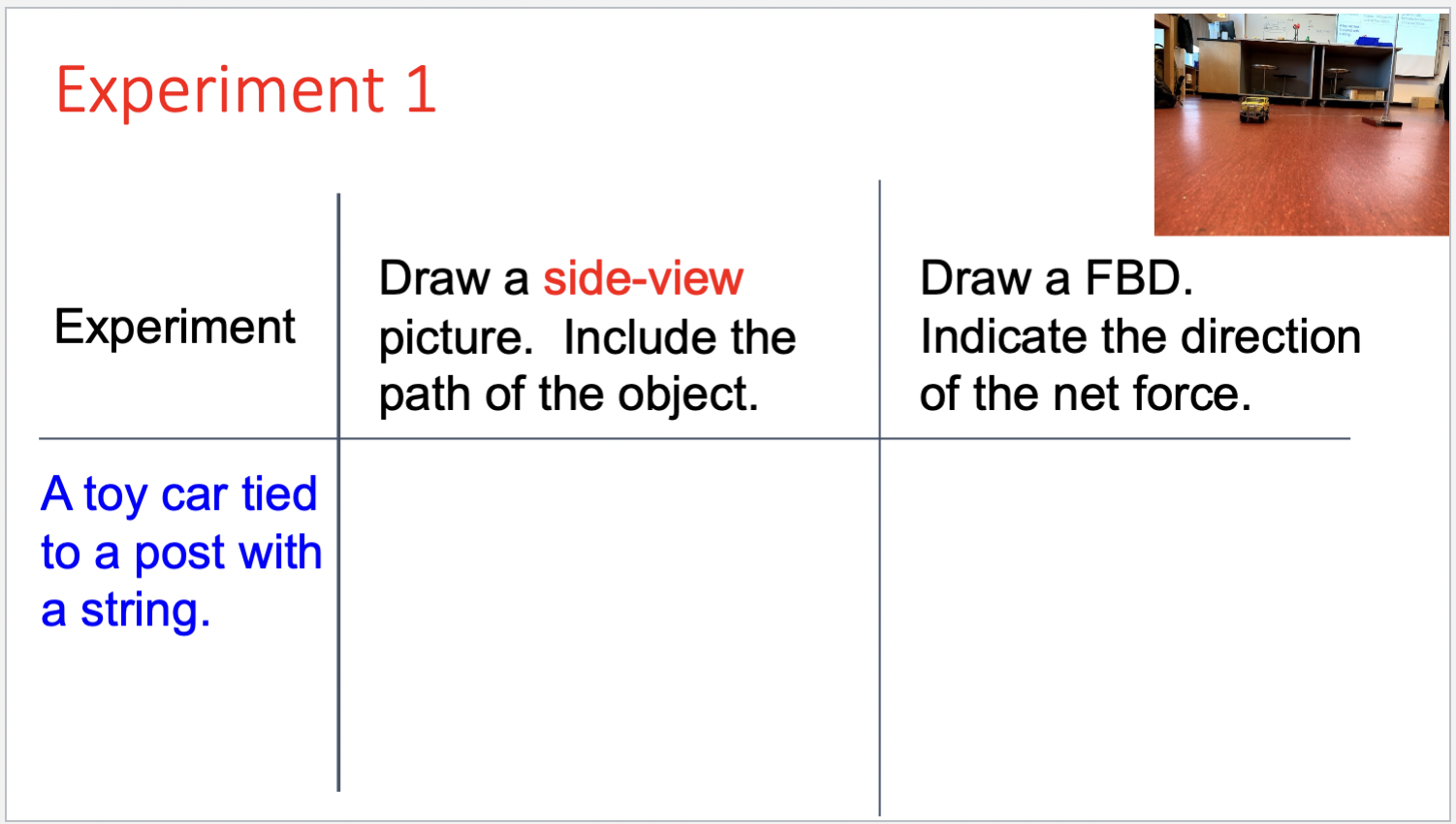 Solved Experiment 1 Experiment Draw a side-view picture. | Chegg.com