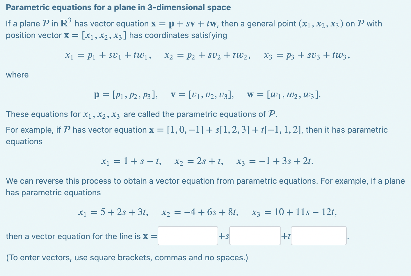 Solved Parametric equations for a plane in 3-dimensional | Chegg.com