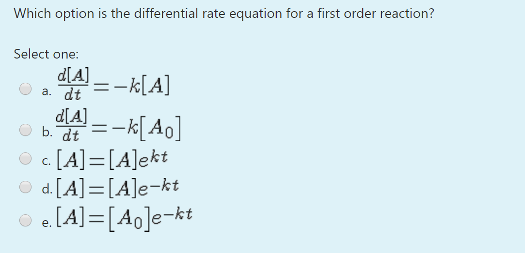 Solved Which option is the differential rate equation for a | Chegg.com