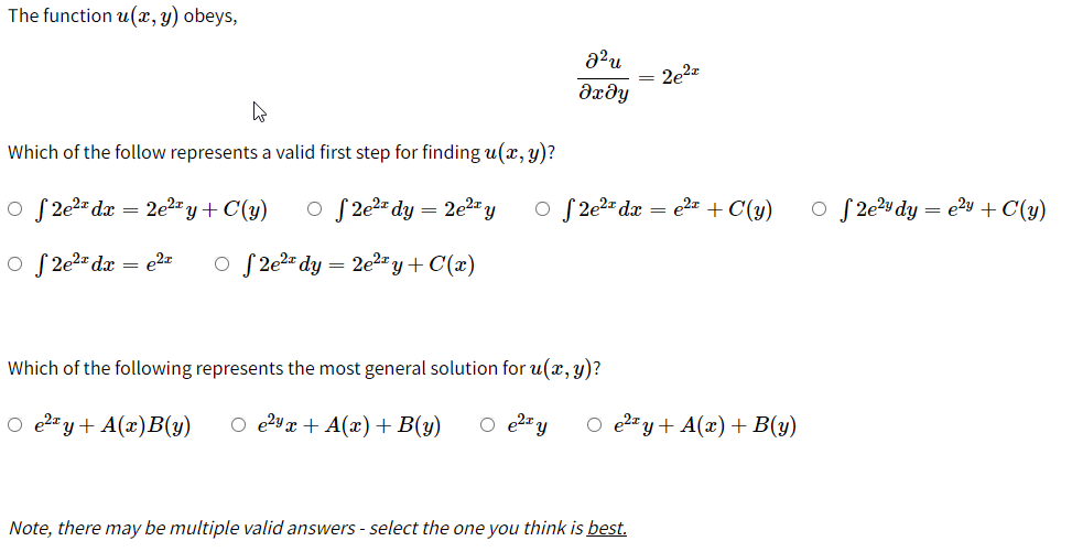Solved The function u(x, y) obeys, Which of the follow | Chegg.com