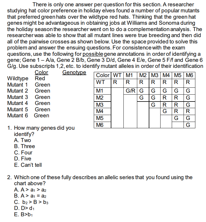 Solved There is only one answer per question for this | Chegg.com