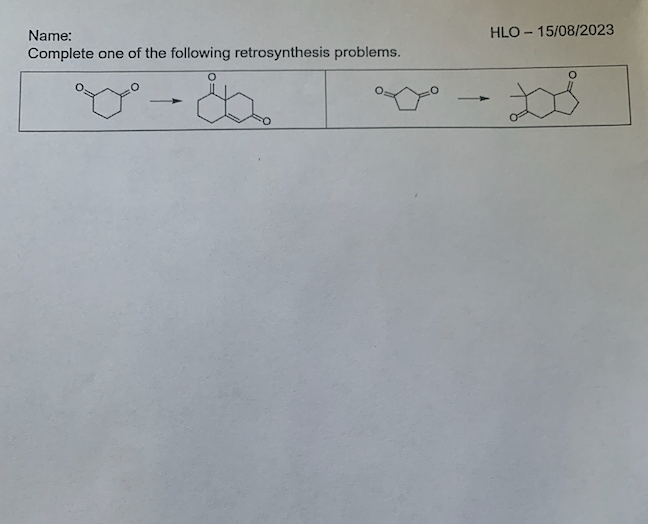 Solved Name: HLO - \\( 15 / 08 / 2023 \\) Complete one of | Chegg.com
