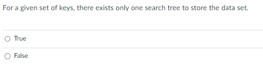Solved For a given set of keys, there exists only one search | Chegg.com