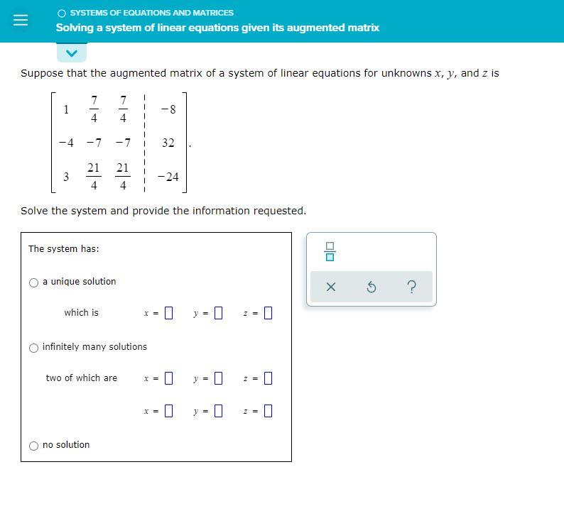 Solved O SYSTEMS OF EQUATIONS AND MATRICES Solving a system | Chegg.com