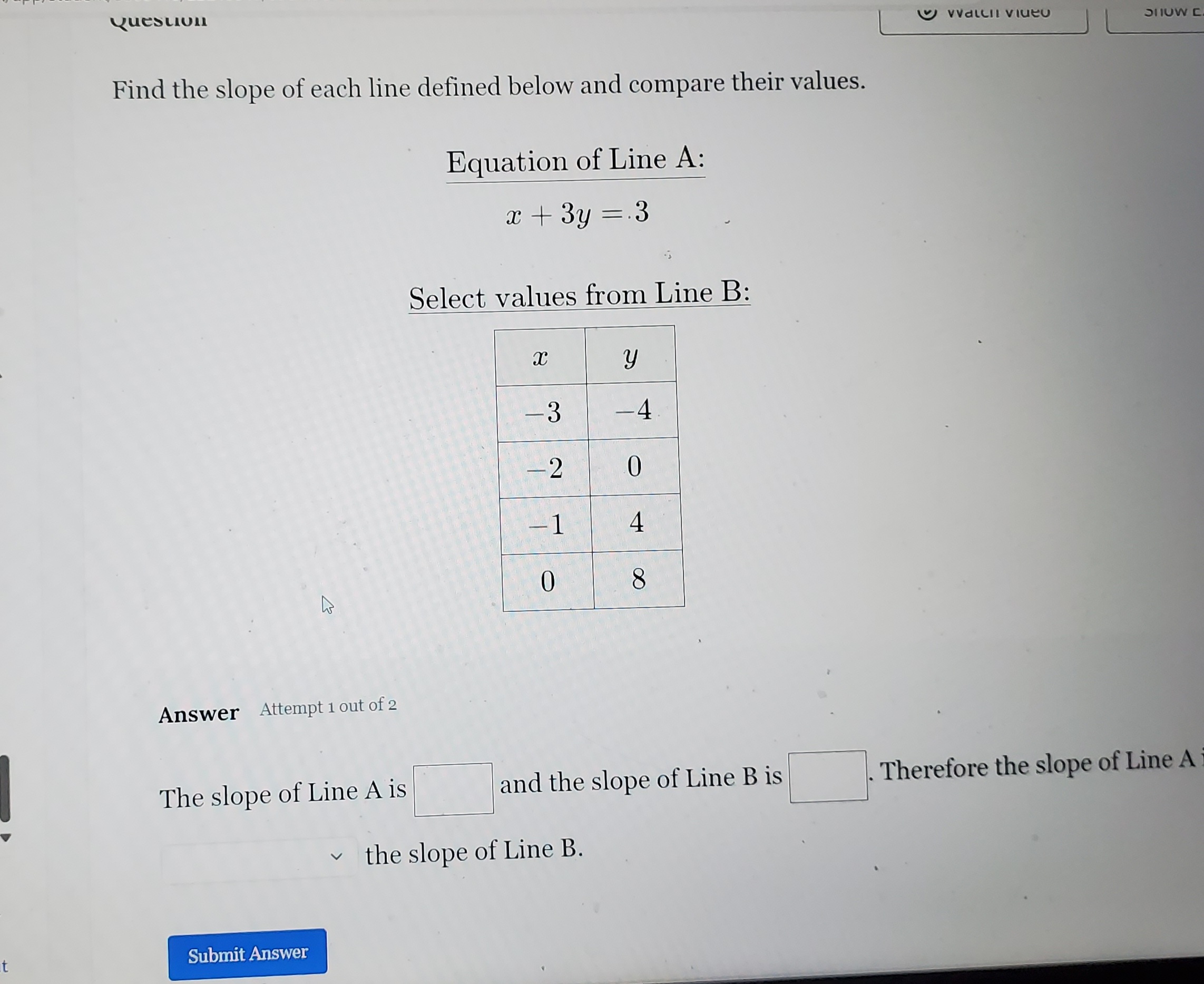 Solved Find the slope of each line defined below and compare | Chegg.com