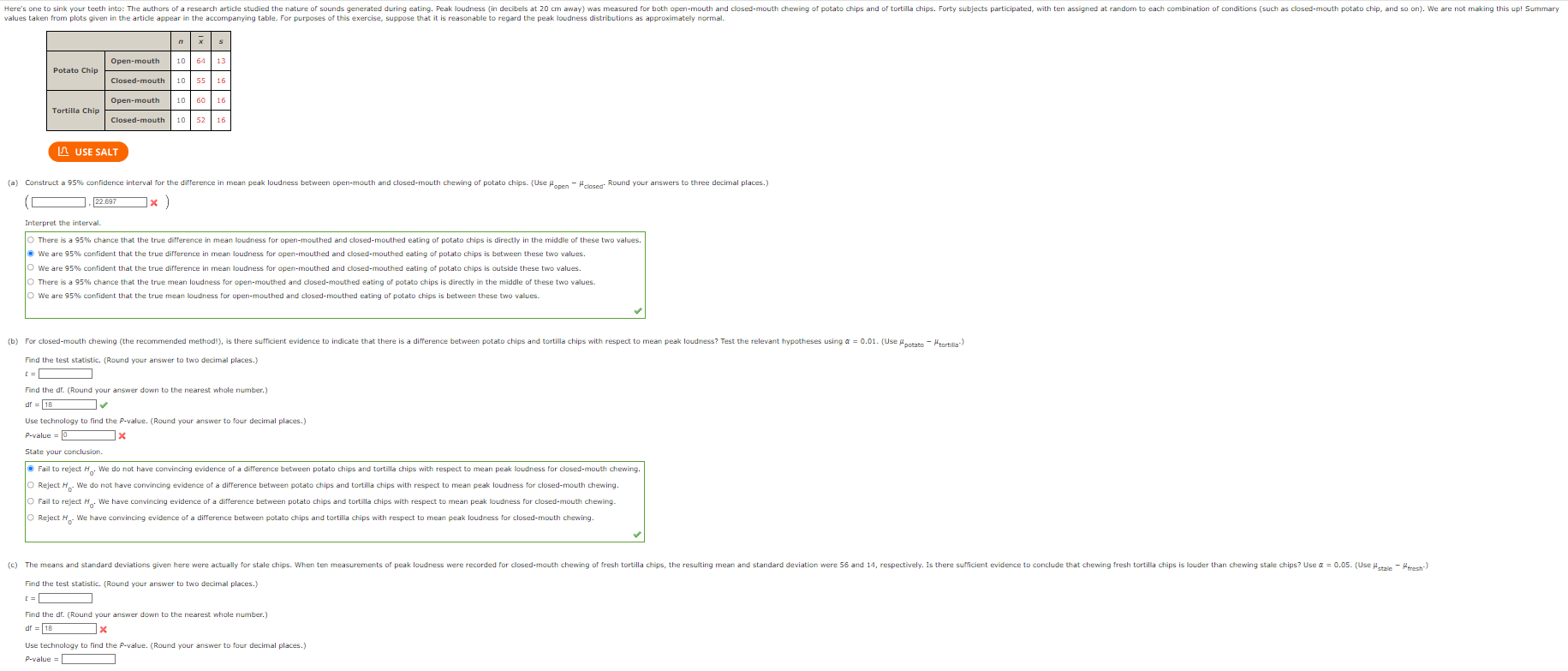 (b) For closed-mouth chewing (the recommended | Chegg.com