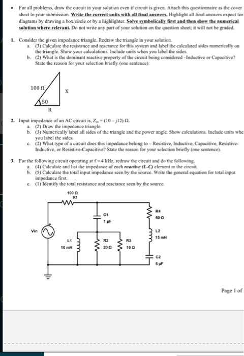 Solved .For all problems, draw the circuit in your solution | Chegg.com