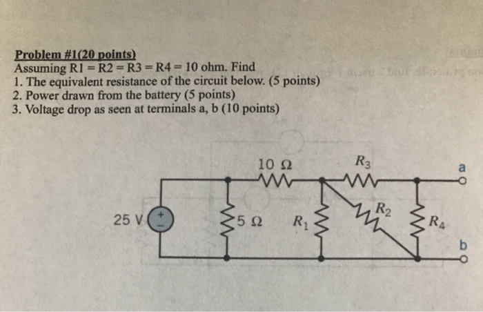 Solved Problem #1(20 points) Assuming R1 R2 = R3 = R4 = 10 | Chegg.com