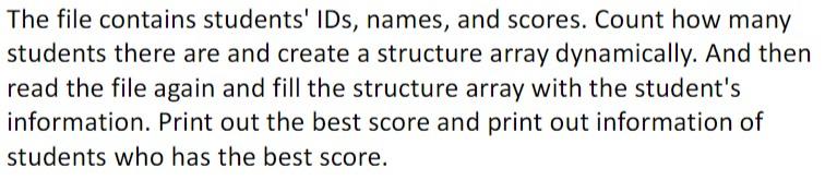 Solved The file contains students' IDs, names, and scores. | Chegg.com