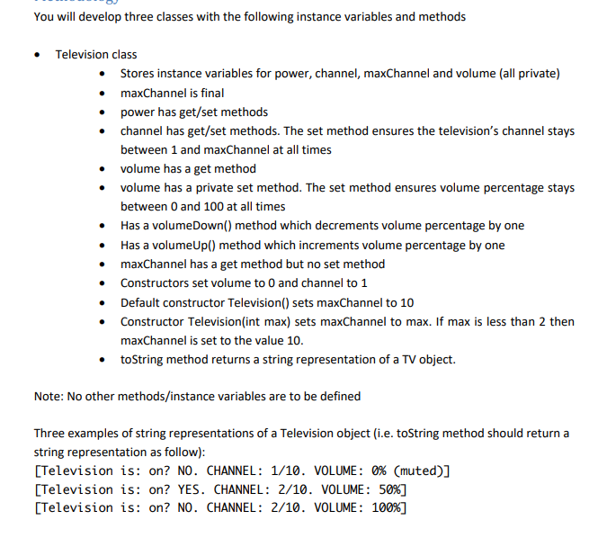 Solved You will develop three classes with the following | Chegg.com