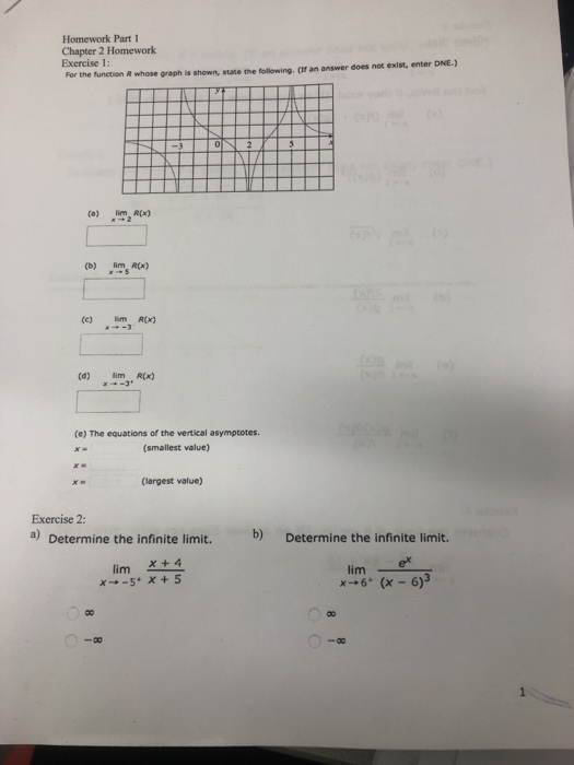 Homework Part Chapter 2 Homework Exercise1: For the | Chegg.com