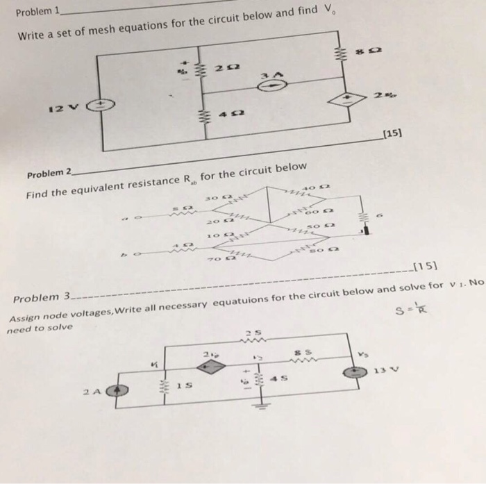 Solved Problem 1, Write a set of mesh equations for the | Chegg.com