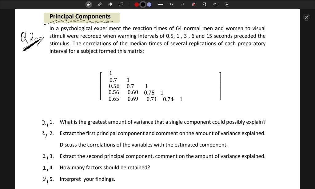principal components (Applied Multivariate | Chegg.com