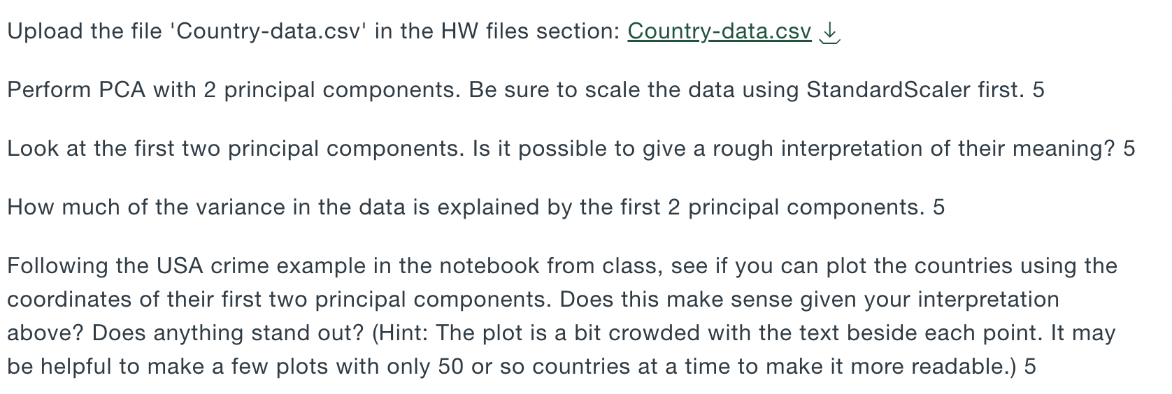Upload the file 'Country-data.csv' in the HW files | Chegg.com