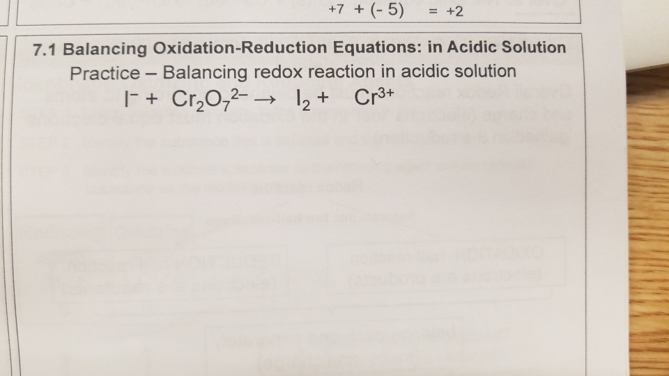 Solved +7 + (-5) = +2 7.1 Balancing Oxidation-Reduction | Chegg.com