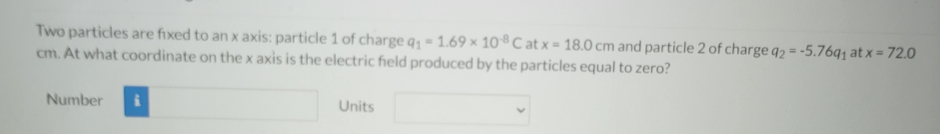 Solved Two particles are fixed to an x axis: particle 1 of | Chegg.com