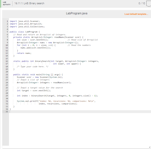 Solved 16.11 LAB: Binary search Binary search can be | Chegg.com