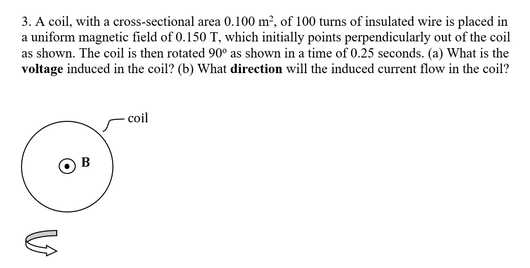 Solved 3. A coil, with a cross-sectional area 0.100 m², of | Chegg.com