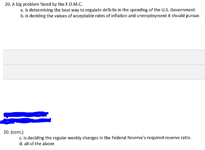 Solved A big problem faced by the F.O.M.C.a. ﻿is determining | Chegg.com