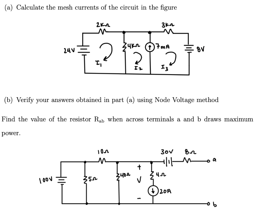 Solved (a) Calculate the mesh currents of the circuit in the | Chegg.com
