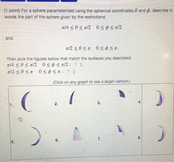 Solved (1 point) For a sphere parameterized using the | Chegg.com