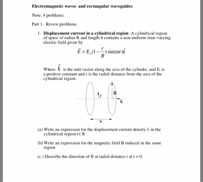 Solved Electromagnetic waves and rectangular waveguides | Chegg.com