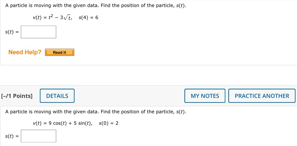 Solved A Particle Is Moving With The Given Data Find The 