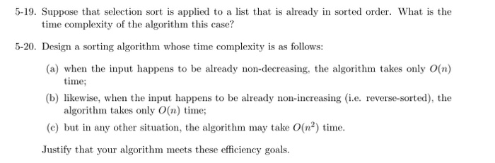 Solved 5-19. Suppose that selection sort is applied to a | Chegg.com