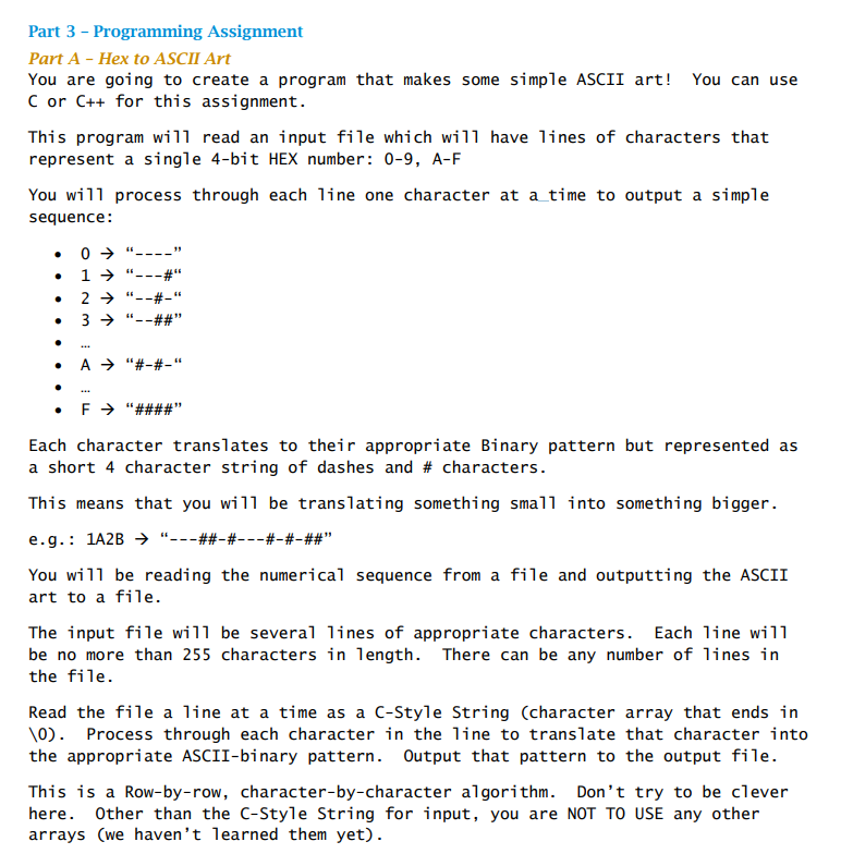 Solved Part 3 Programming Assignment Part A Hex To Ascii 4527