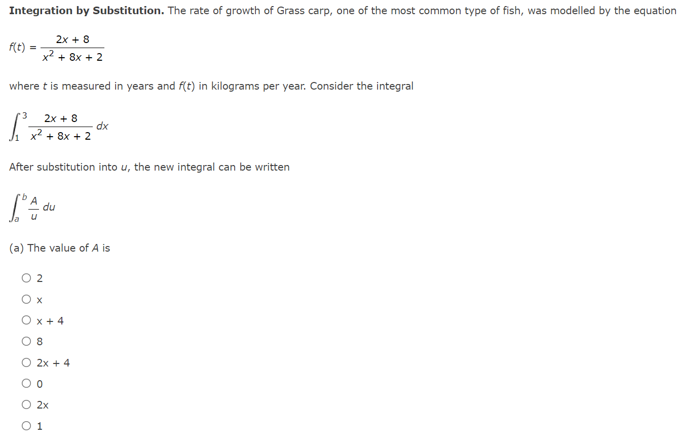 Solved Integration by Substitution. The rate of growth of | Chegg.com