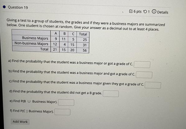 Solved Giving a test to a group of students, the grades and | Chegg.com