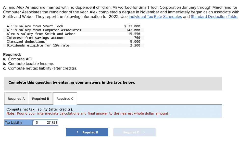 Solved Ali and Alex Arnaud are married with no dependent | Chegg.com