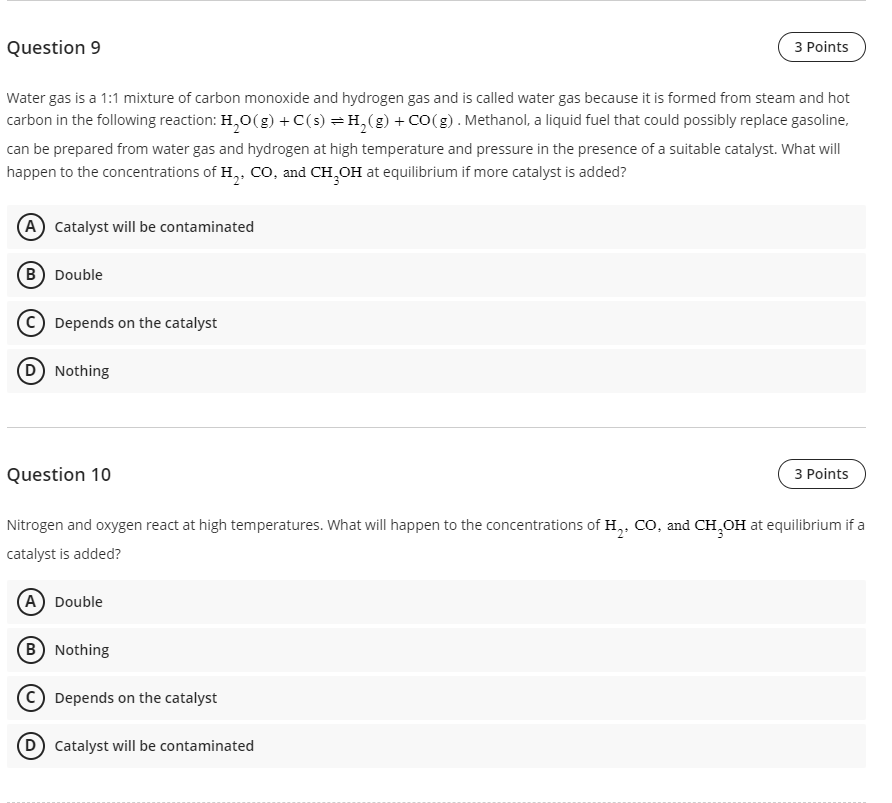 Solved Water gas is a 1:1 mixture of carbon monoxide and | Chegg.com